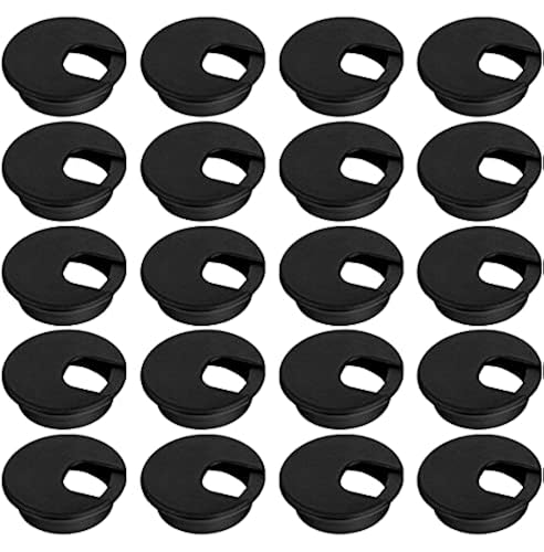 20 Pack 2 Inch/50mm Round Plastic Desk Grommets, Black Wire Organizer ...
