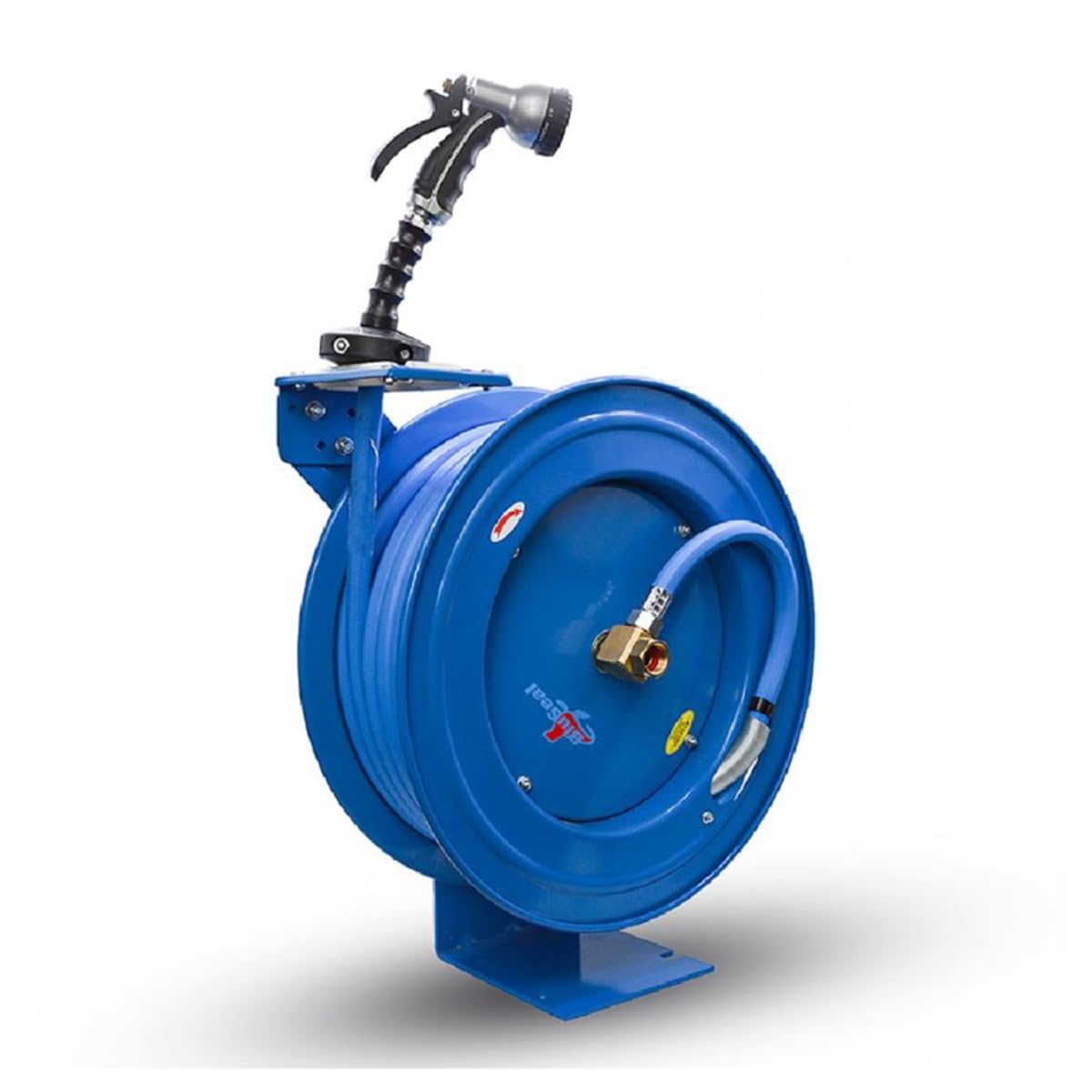 BLUSEAL BSWR5850 Retractable Hose Reel with 5/8" x 50' Hot Water Rubber ...