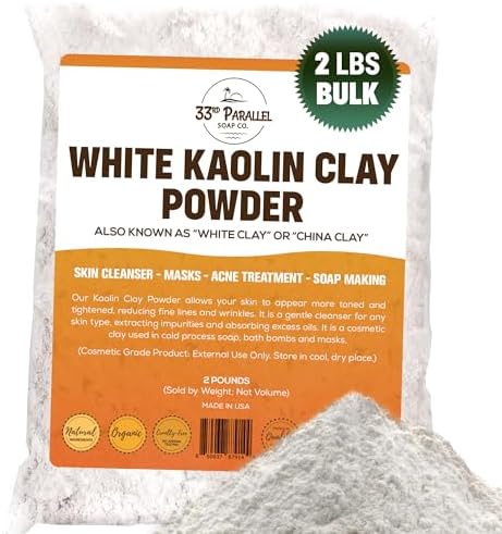 Organic White Kaolin Clay Powder (2 LBS / 32 oz) Organic 100% Natural ...