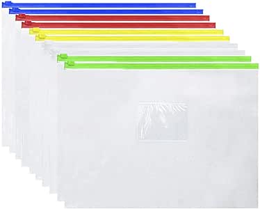 Amazon.com : JPSOR 10pcs Poly Zip Envelope Files 5 Color Zippers ...