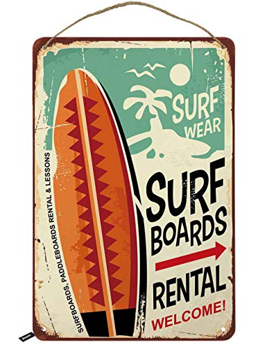 Swono Surf Boards Tin Signs,Surf Wear Rental Welcome Vintage Metal Tin ...