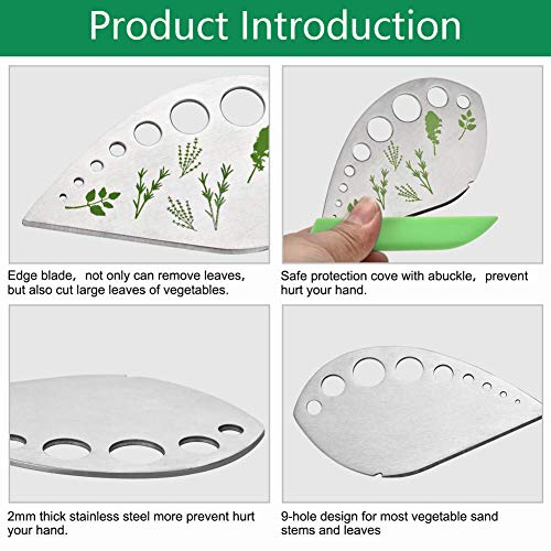 Herb Leaf Stripper with Chopper, Stainless Steel Vegetable Stem Scraper ...