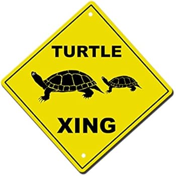 Amazon.com: Turtle Crossing Xing Metal Tin Funny Road Sign: Garden ...
