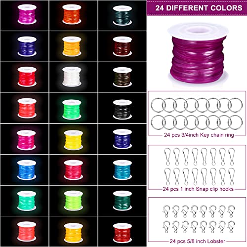 Gimp String Plastic Lacing Cord Kit with 24 Rolls Gimp Bracelet Cord 24 ...