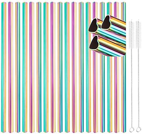 Tomorotec [18 PCS] New Heart Shape Metal Straws 304 Food Grade ...
