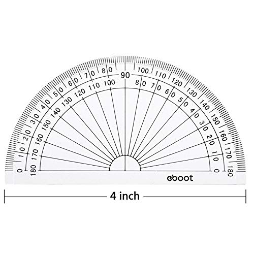 eBoot Plastic Protractor 180 Degree, 4 Inch and 6 Inch, Clear, 2 Pieces ...