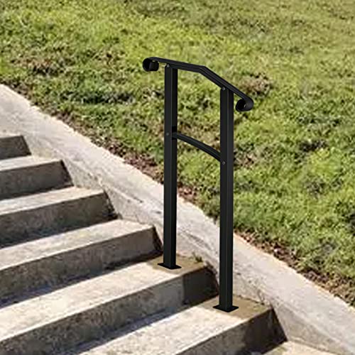 ATYOUK Black Handrail,2 Step Handrail Fits 1 to 2 Steps Mattle Wrought ...