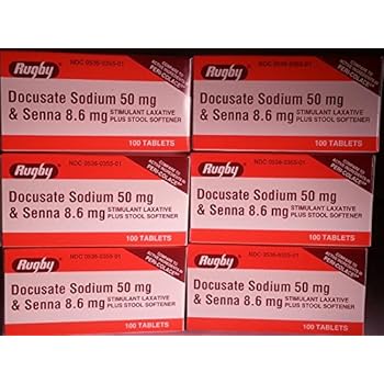 Amazon.com: [6 PACK] RUGBY® DOCUSATE SODIUM 50MG & SENNA 8.6MG 100CT X ...
