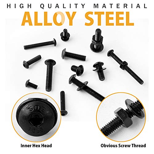 VIGRUE M2 M3 M4 Hex Socket Button Head Cap Screws Bolts Nuts Washers Assortment Kit with Allen ...