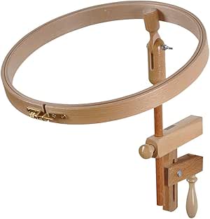 Amazon.com: Embroidery Hoop with table clamp | Wooden frame Rack for ...