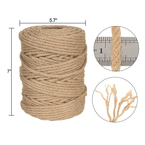 656 Ft x 6 MM Natural Jute Twine, 1/4” Heavy Duty Hemp Rope, 100% ...