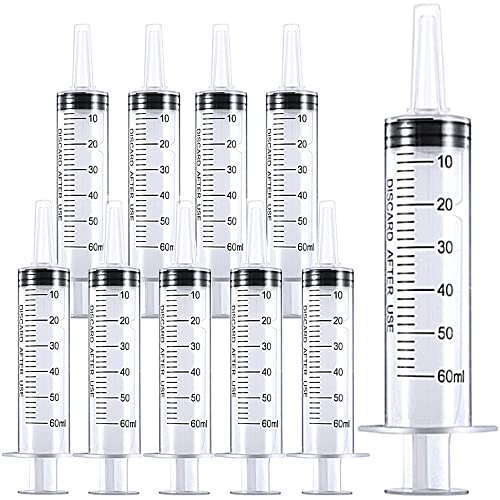 10 Pack 60ml Syringe, Large Plastic Syringes for Lipgloss, Catheter Tip Syringe Individual ...