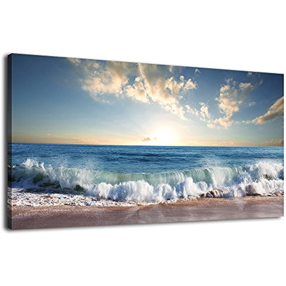 Canvas Wall Art Beach Sunset Waves Coast Nature Pictures Modern Artwork Canvas Wall Art Beach Sunset Waves Coast Nature Pictures Modern Artwork