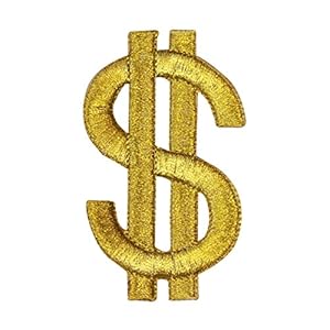 Amazon.com: ID 8610 Shiny Gold Dollar Sign Patch Money Cash Symbol ...