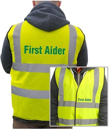 Printed First Aider Hi-Vis High Visabilty Safety Vest Waistcoat ...