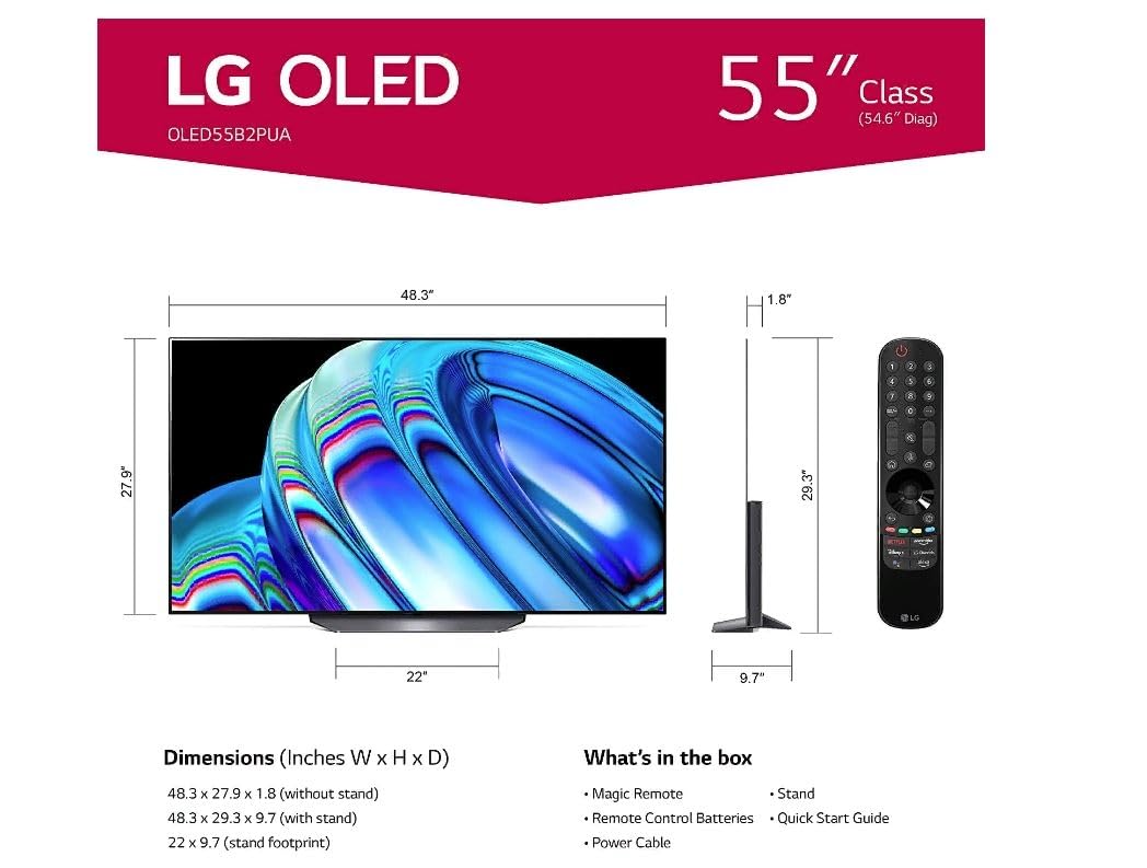 LG 55-Inch Class OLED B2 Series Alexa Built-in 4K Smart TV, 120Hz Refresh Rate, AI-Powered 4K ...