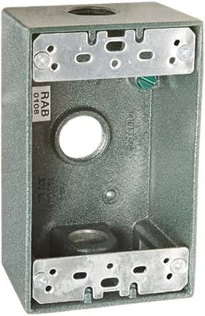 RAB Lighting B3VG Weatherproof Single Gang Rectangular Box with 3 Holes ...