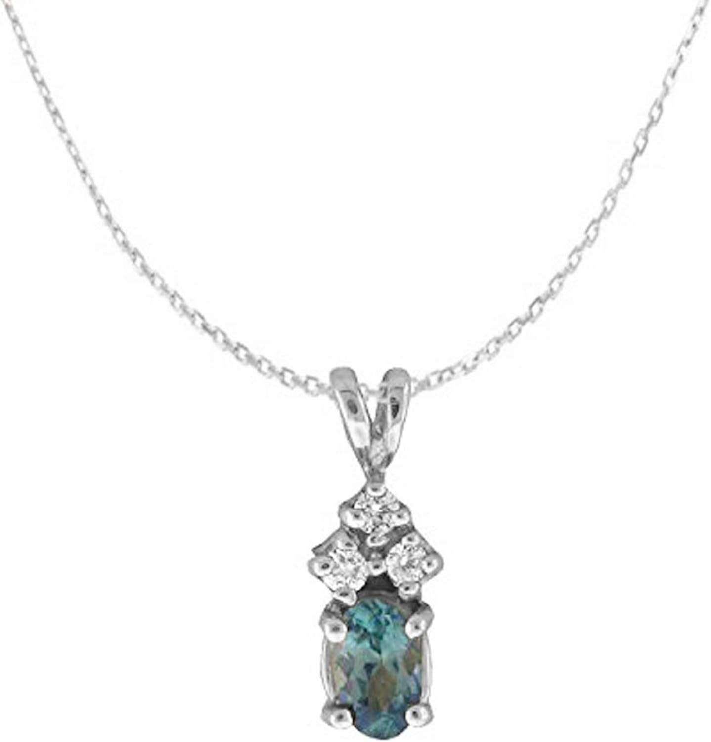 Alexandrite Diamond Necklace Pendant in 14K White Gold Natural ...