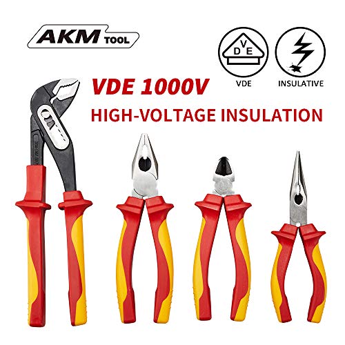 Insulated Pliers Set, AKM 4-Piece 1000V VDE Insulated Tools Set, Tongue ...