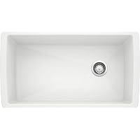 BLANCO, White 441767 DIAMOND SILGRANIT Super Single Undermount Kitchen ...