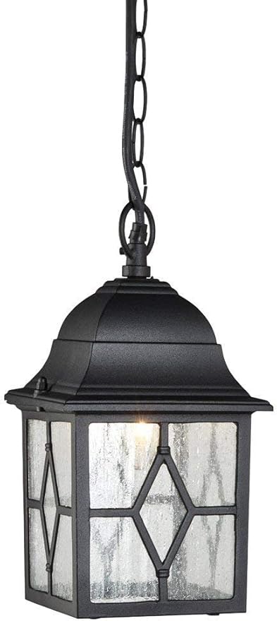 Traditional Style Black Outdoor Security IP Rated Ceiling Pendant ...
