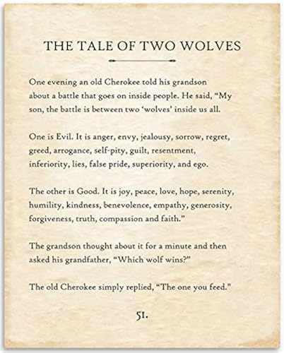 The Tale of Two Wolves Cherokee Native American Decor Poster - 11x14 ...