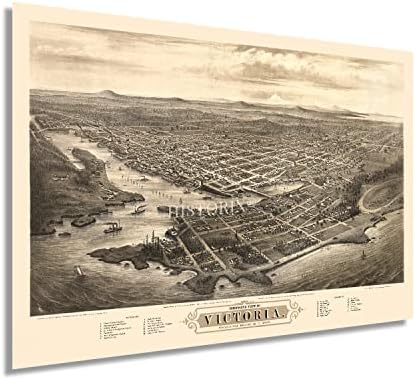 HISTORIX Vintage 1878 Victoria Canada Map - 24x36 Inch Vintage Victoria ...