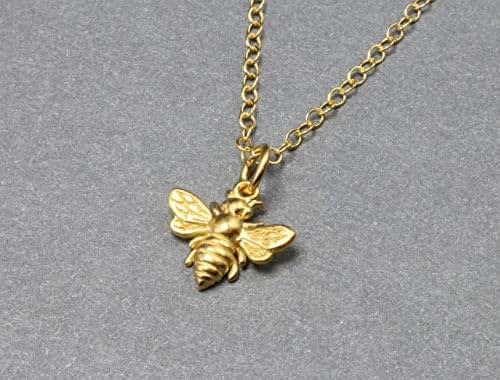 Amazon.com: Small Gold Bee Necklace, Honeybee and Bumble Bee Jewelry ...