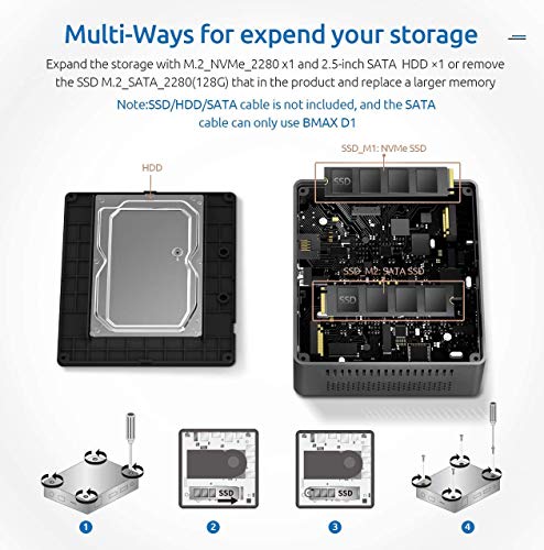 BMAX B2 Mini Pc Windows 10 Celeron N3450 (Fino a 2,2 GHz) 8GB RAM 128GB Actualizable SSD de ...