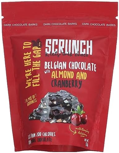 Scrunch - belgian dark chocolate barks with almond and cranberry 35g ...