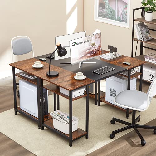 GreenForest Computer Desk 55 inch Home Office Desk with Shelves Modern ...