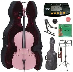Amazon.com: Merano 4/4 Full Size Pink Cello with Hard Case, Bag and ...