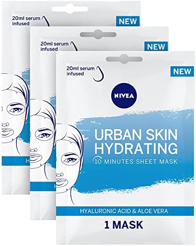 NIVEA Urban Skin Hydrating Face Sheet Mask, Hyaluronic Acid & Aloe Vera ...