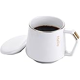 Amazon.com | KRGMNHR Ceramic Coffee Mug with Lid, 11 oz Tea Cup with ...