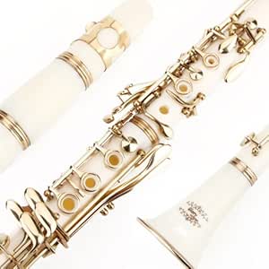 Amazon.com: Glory Bb Clarinet White Body Laquer Keys with Accessories ...
