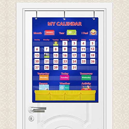 Calendar and Weather Pocket Chart with 148 Cards,(108 Illustrated ...