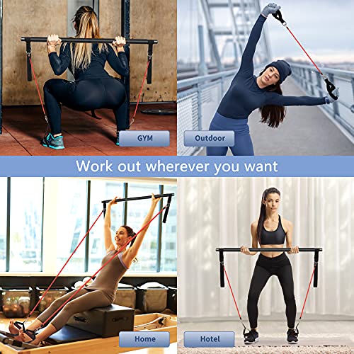 Drafitorts 10 Resistance Bands with Pilates Bar Kit for Muscle Toning ...