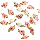Amazon.com: 100pcs 15mm Multicoloured Mini Rose Flowers Satin Ribbon ...