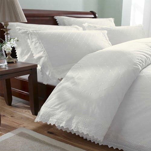 Portfolio Balmoral Quilt Duvet Cover Bed Set Broderie Anglaise Design ...