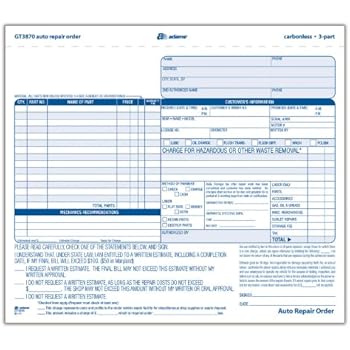 Amazon.com : Adams Garage Repair Order Forms, 8.5 x 11 Inch, 3 Parts ...