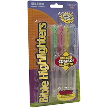 Amazon.com : Non-Toxic No Bleed Through Bible Highlighter 4 Color Pack ...