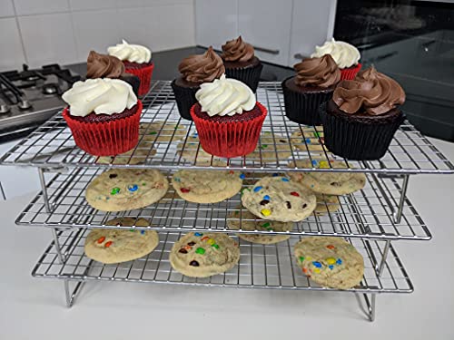 Checkered Chef Stainless Steel Stackable Cooling Racks - 3 Pack Stacking Cooling/Baking Racks ...