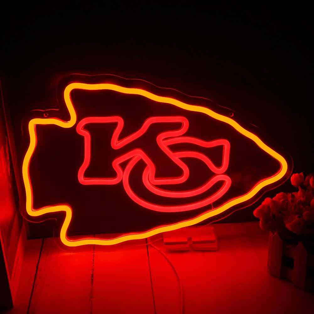 Football Rugby Sports Neon Sign Suitable for Chiefs KC Logo for Wall ...