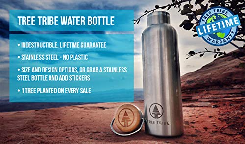 Tree Tribe Stainless Steel Water Bottle 20 oz - Indestructible, BPA ...