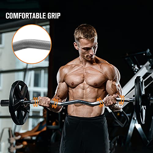 VIGBODY Curl Bar Weight Lifting Bar, EZ Curl Bar with 2 Collars-Workout ...