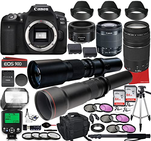 Canon EOS 90D DSLR Camera with EF-S 18-55mm STM Lens Bundle + 50mm f1.8 ...