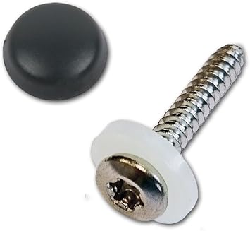 50 window sill screws with cover caps and sealing disc, A2 stainless ...