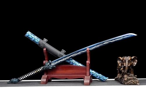 LOONGSWORD 44" Blue Dragon Battle Sword - High Carbon Steel Blade, Blue ...