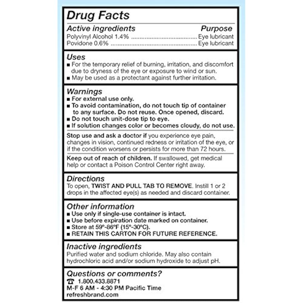 Refresh Classic Lubricant Eye Drops, 50 Single-Use Containers, 0.01 Fl ...