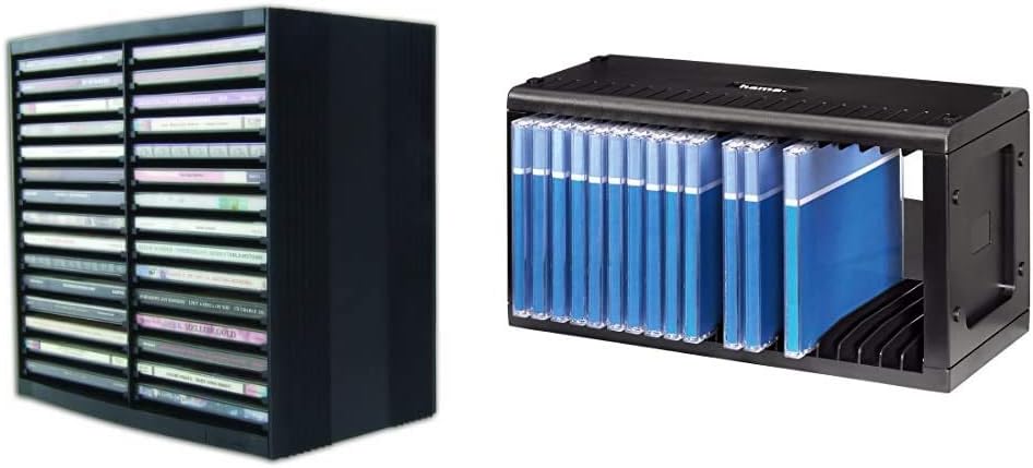 Fellowes CD Storage Unit, Holds 30 Discs & Hama 20 CD Rack – Black ...
